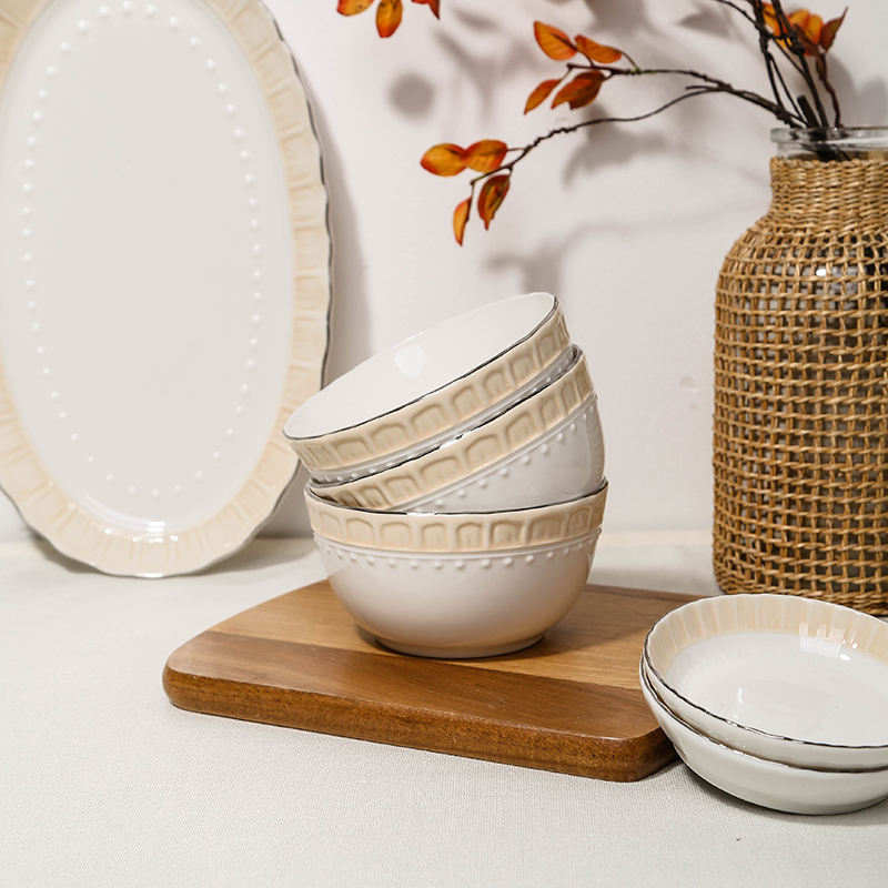 High quality houseware restaurant plates and bowls glazing plates sets ...